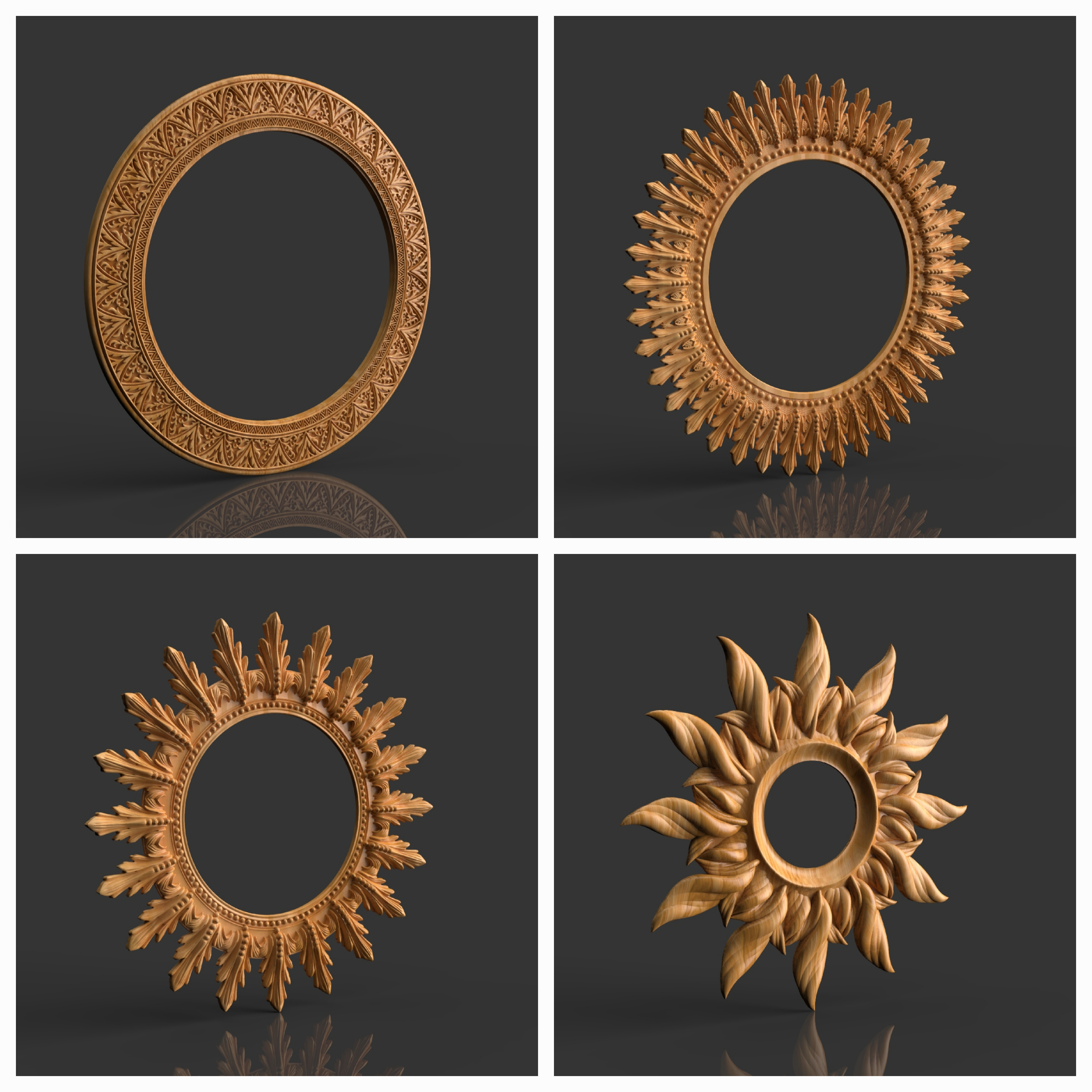 Home Decorations & Ornaments STL Download - 4 models round frames ...
