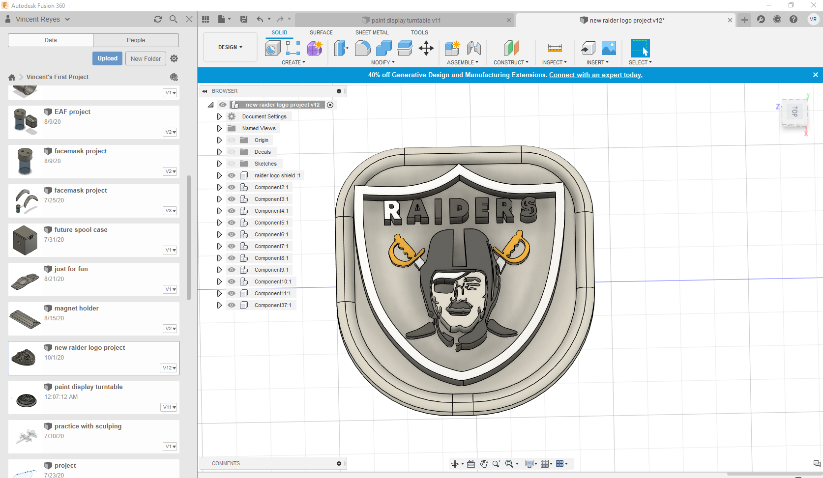 Las Vegas Raider Logo w/out las Vegas :) | 3D models download ...