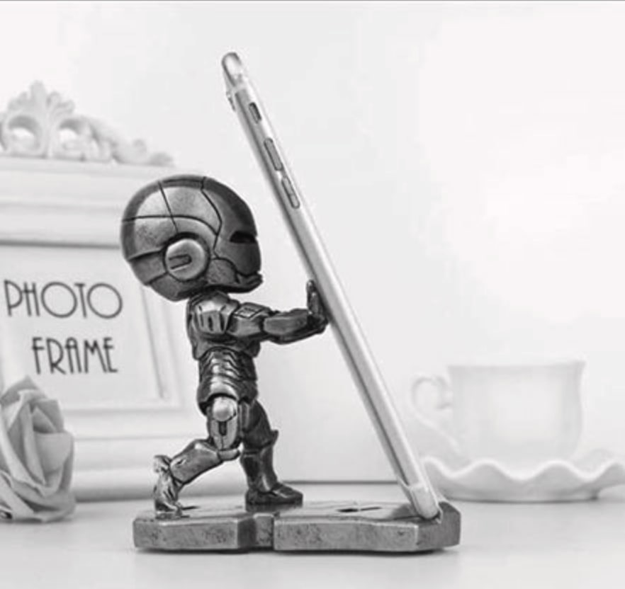 Ironman the famous famous Marvel character holding your mobile. It's ...