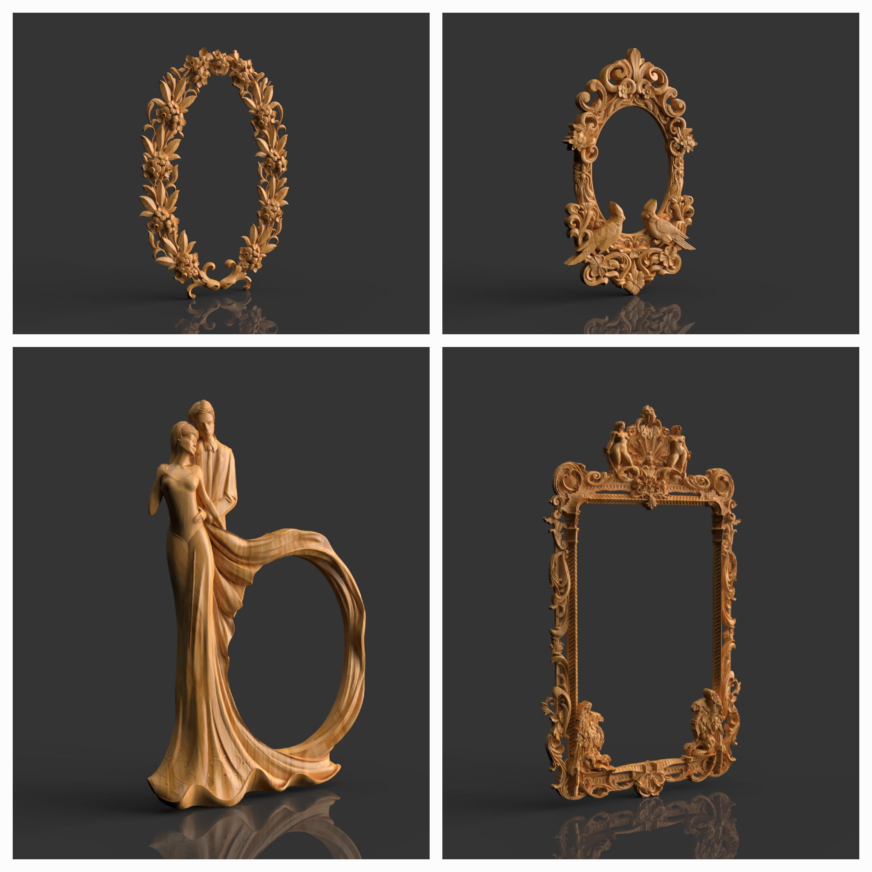 Home Decorations & Ornaments STL Download - 4 models stl Frames with ...