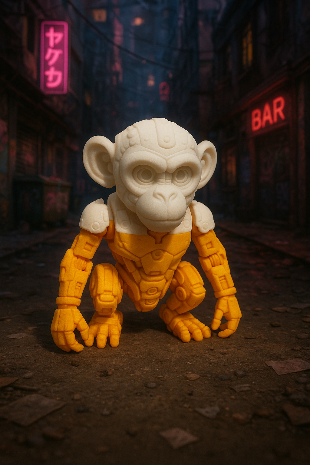 Cyberpunk Mecha Monkey 🐒⚙️ This model blends the look of a mechanical ...