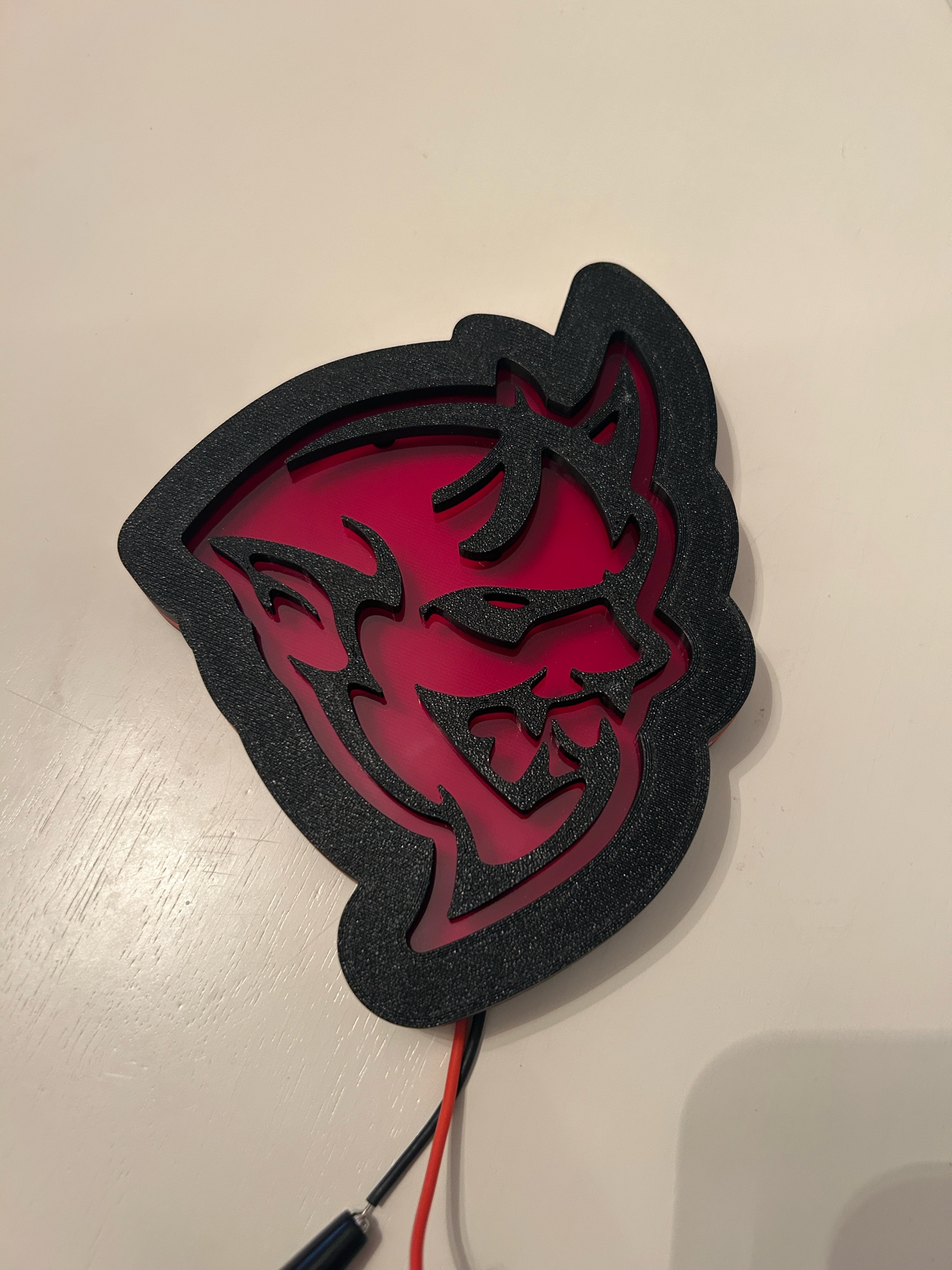 Created custom Demon lighted Demon emblem. | Creality Cloud