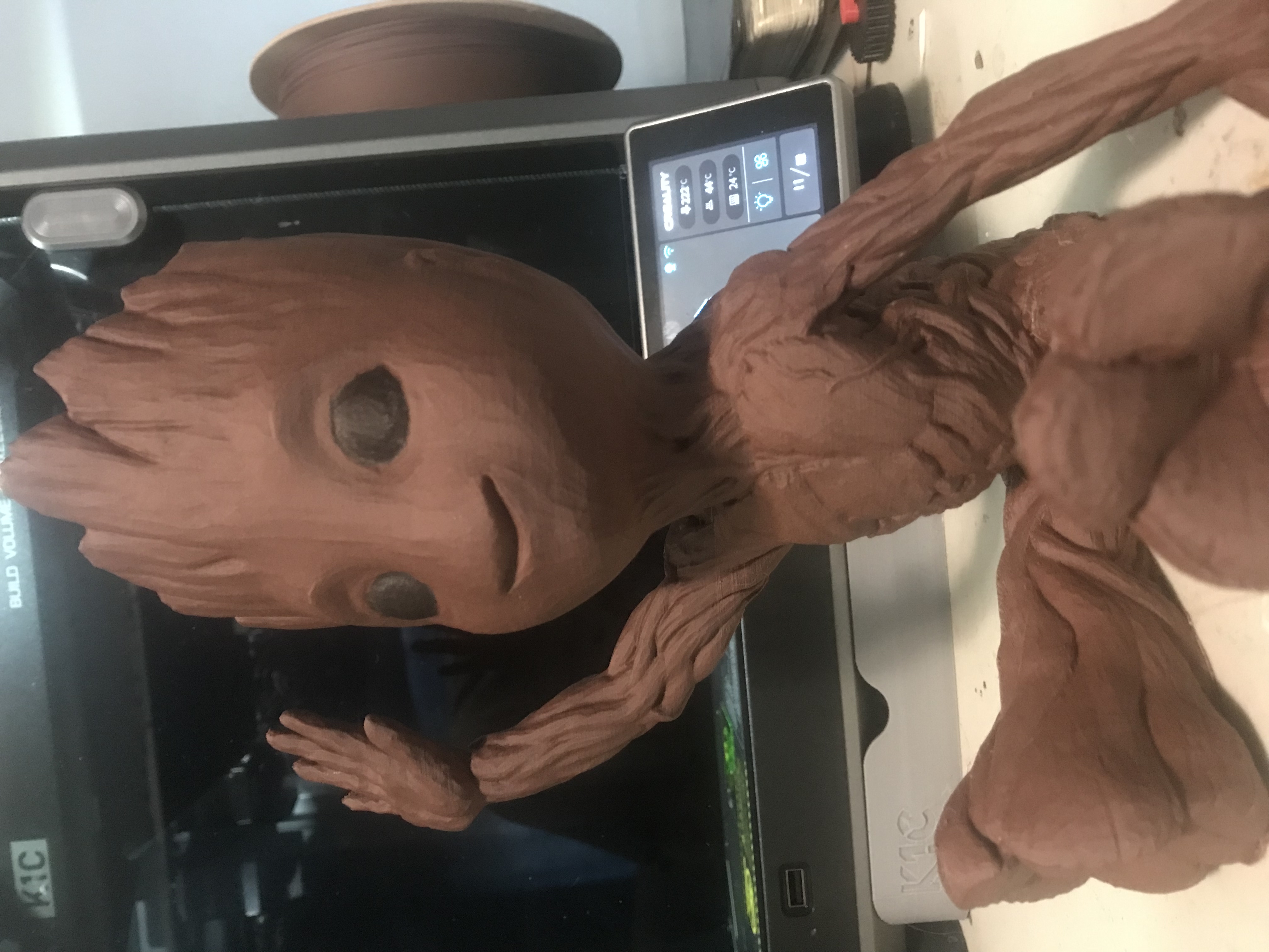 Came out great! I am Groot. I had some extra wood filament, so it was a ...