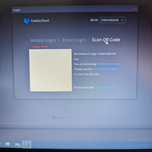I can't login to Creality Cloud on my laptop. I have no issue getting ...