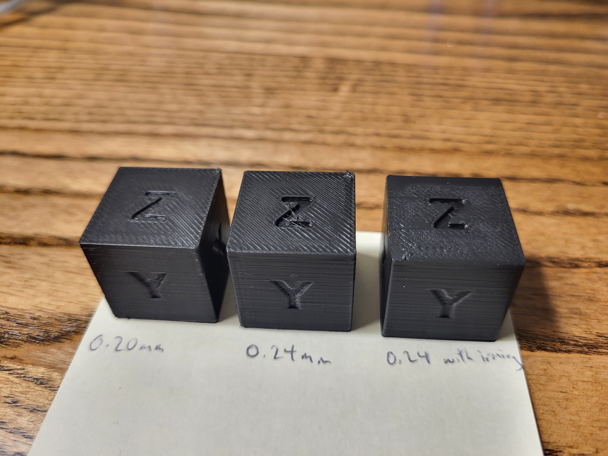 right= 0.24mm with ironing, middle=without ironing, left 0.20mm ...