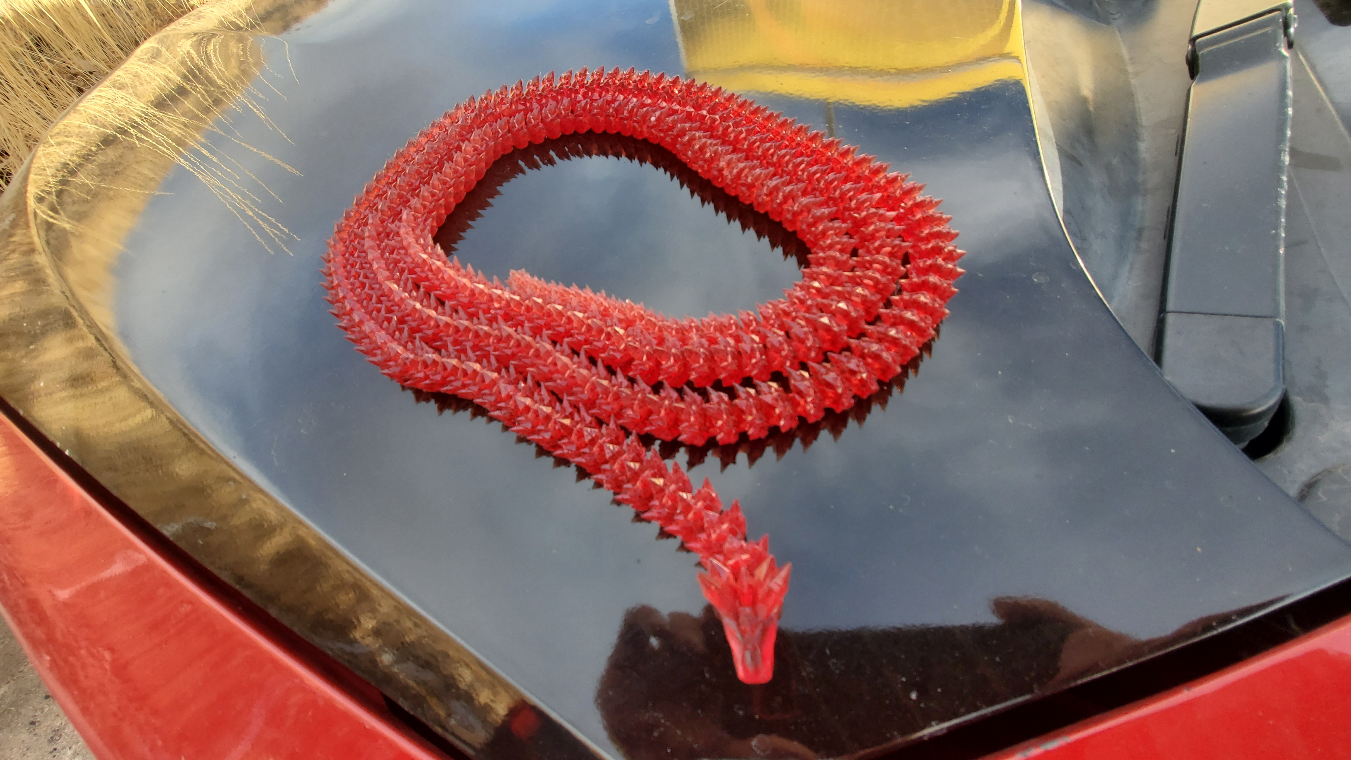6' long translucent red crystal dragon. Printed on an Anycubic Photon ...