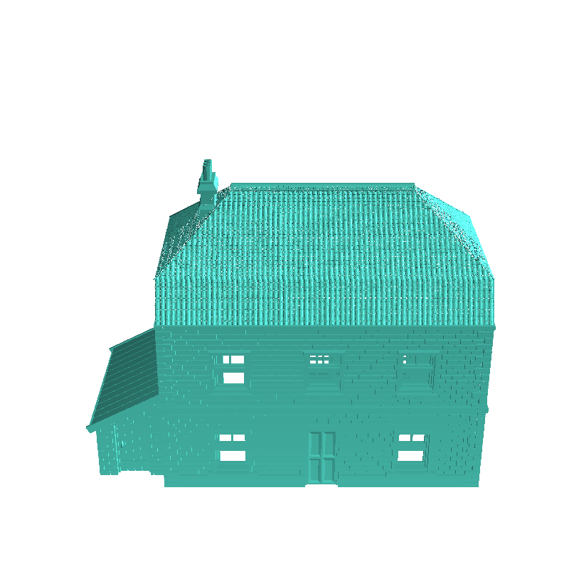 Other STL Download - Brick building with two annexes and mansard roof ...