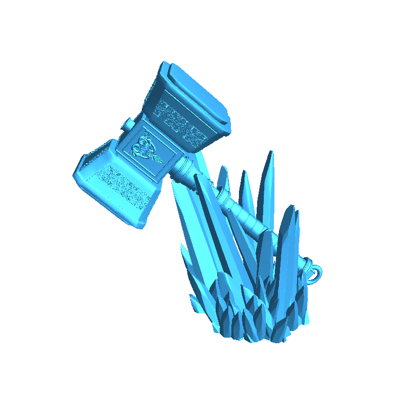 Characters & Creatures STL Download - Hammer Wedged in Iceby M3DM