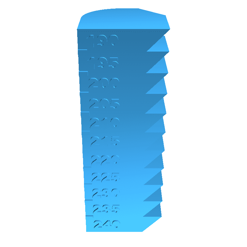 Free Test Models STL Download - [TEST] Temperature Towers x2 (190 - 260 ...