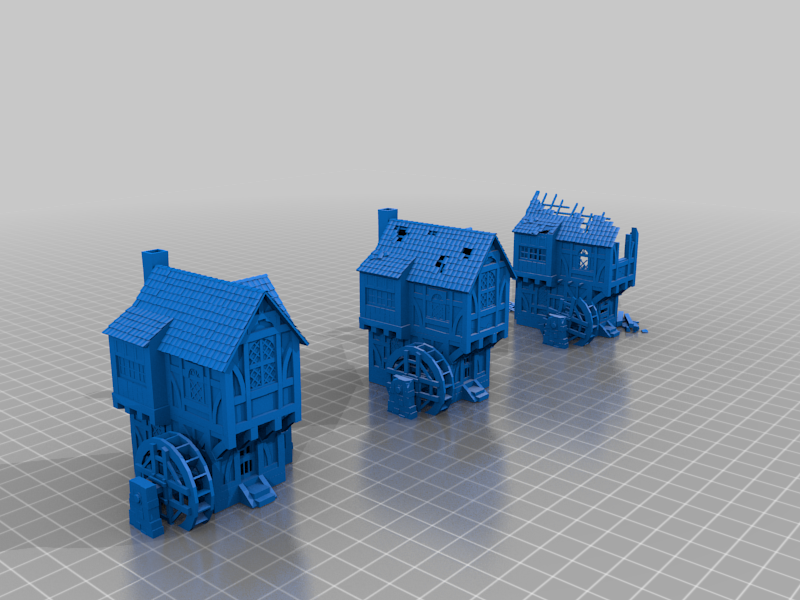Free Other STL Download - water wheel house - terrain - includes .3mfby ...