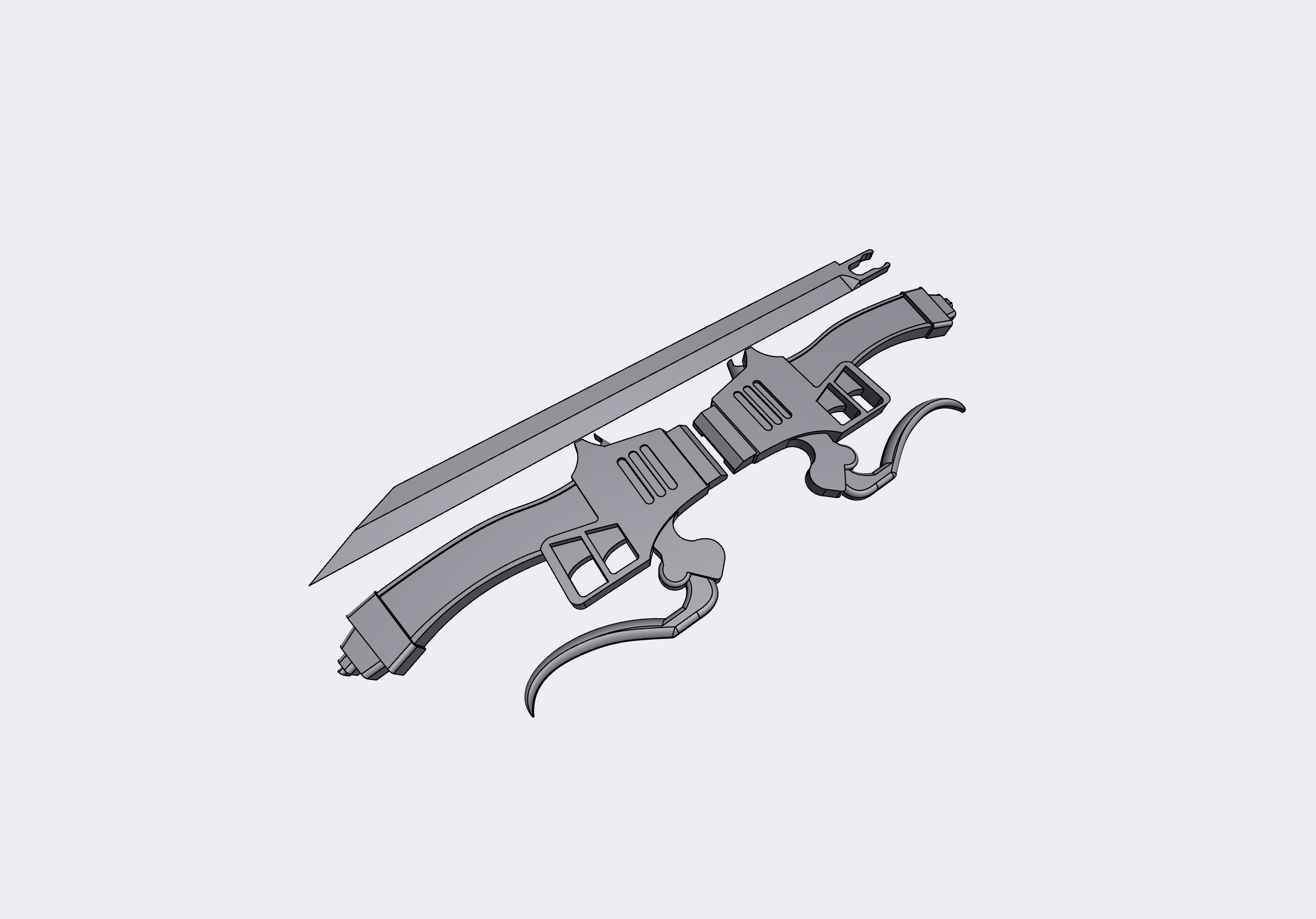 Attack on titan prototype sword with removable blade | 3D models ...