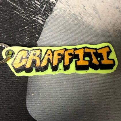 Other STL Download - graffiti multicolour keychainby Gominolozgz
