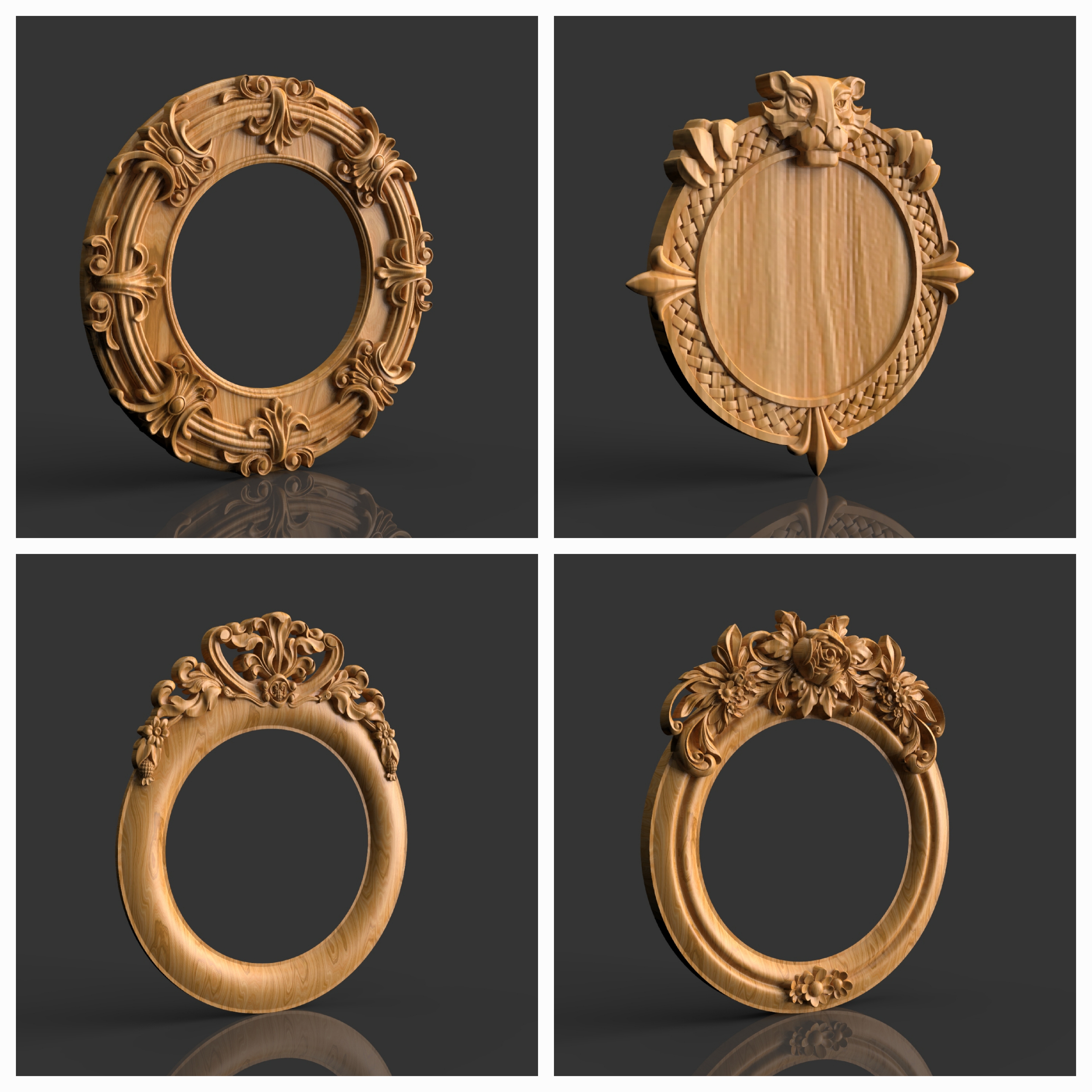 Home Decorations & Ornaments STL Download - 4 models round Frames with ...