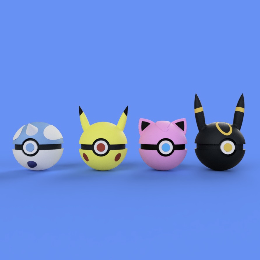 Working on some pokemon themed pokeballs! I made 4 pokeballs so far ...