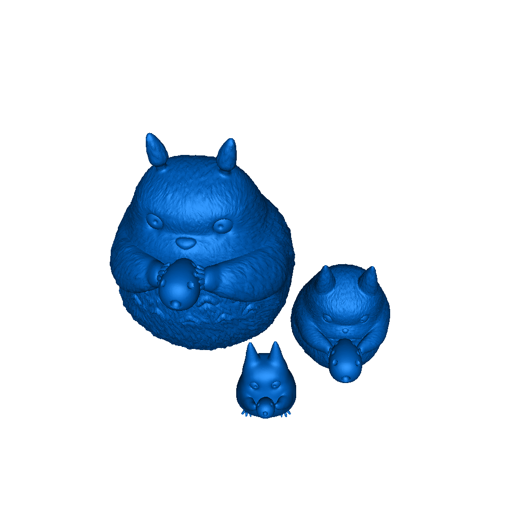 Free Characters & Creatures STL Download - totoro familyby Jess Sisson