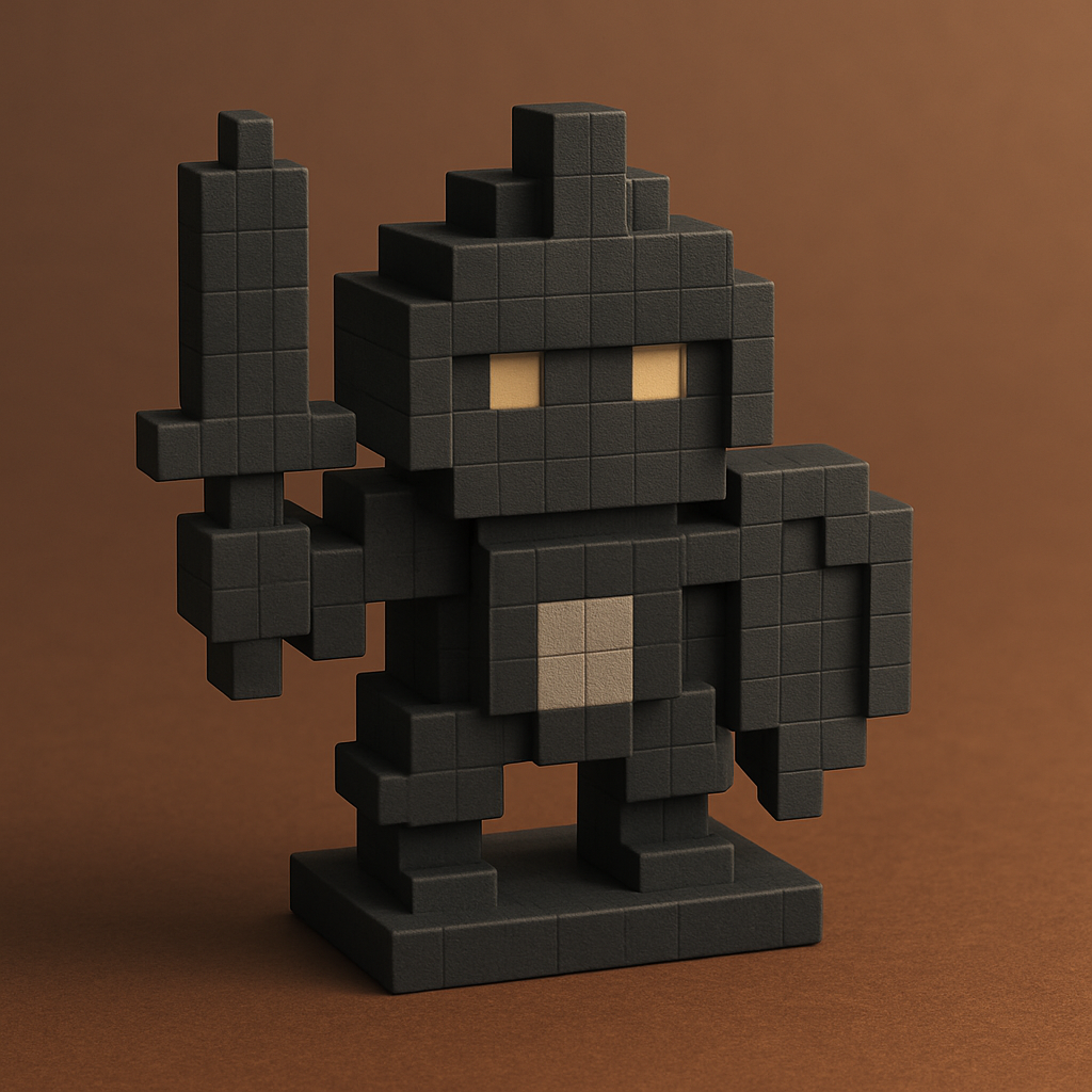 Other STL Download - PixelGuardian – Retro Block Knight Figurine for ...