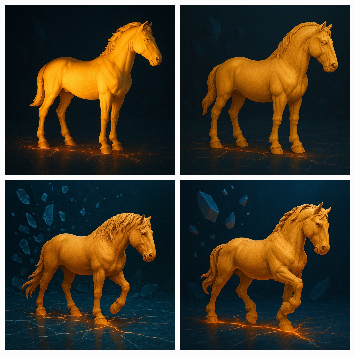 Sculptures & Artworks STL Download - 4 models of HORSES by Nelea N²C³R