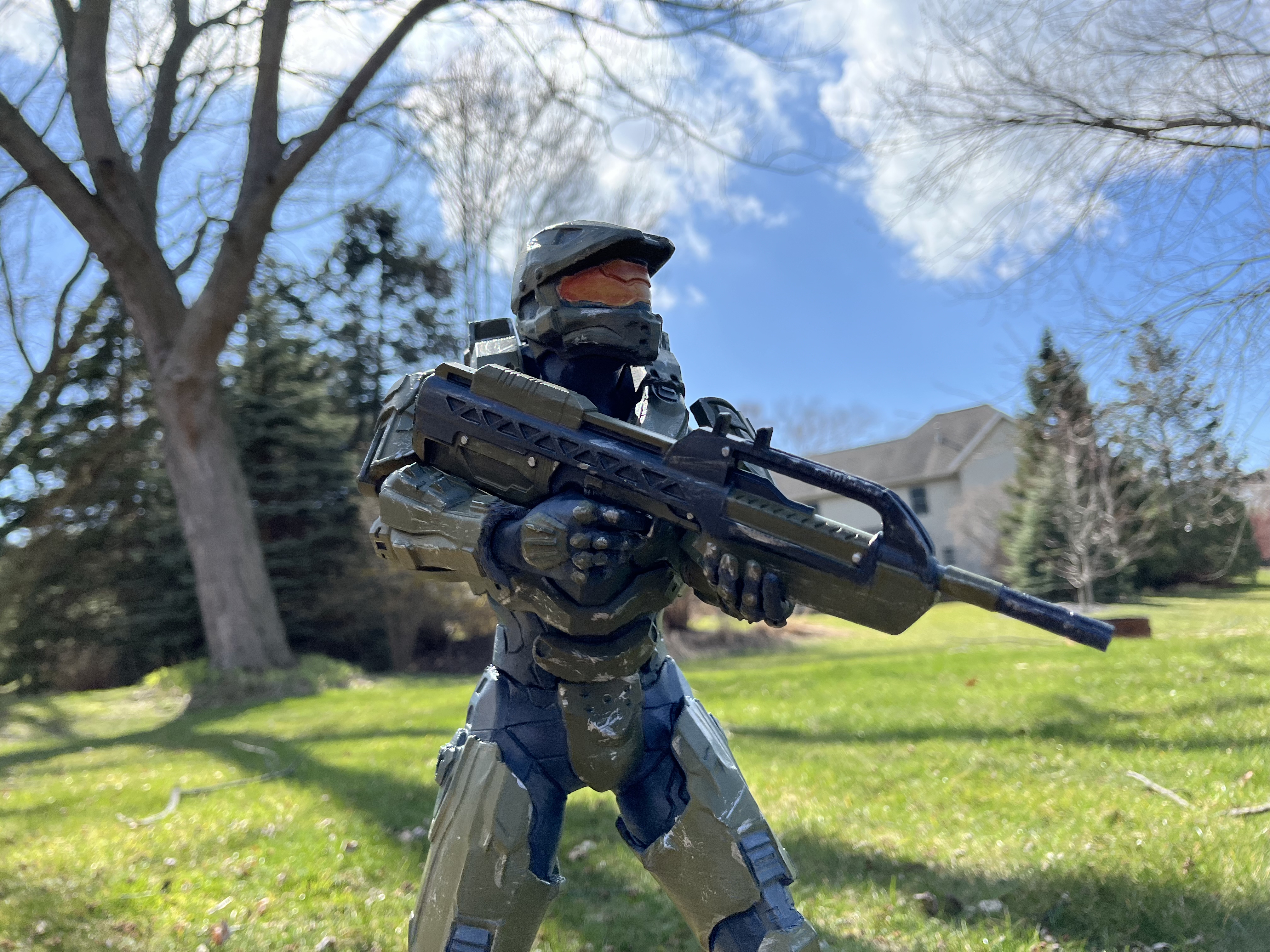 Here’s the finished 3d printed master chief statue. | Creality Cloud