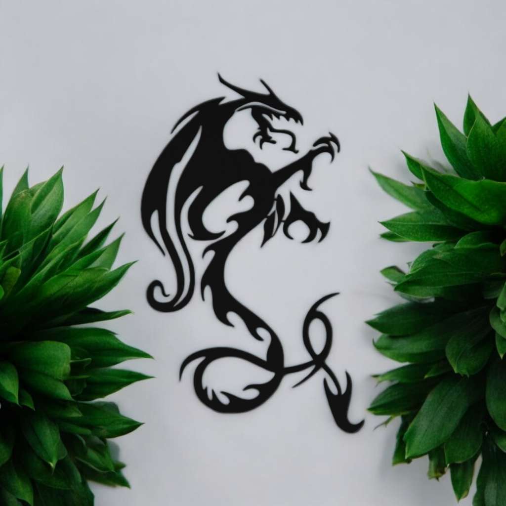 Digital Art STL Download - 2d dragon wall artby sabsafalak