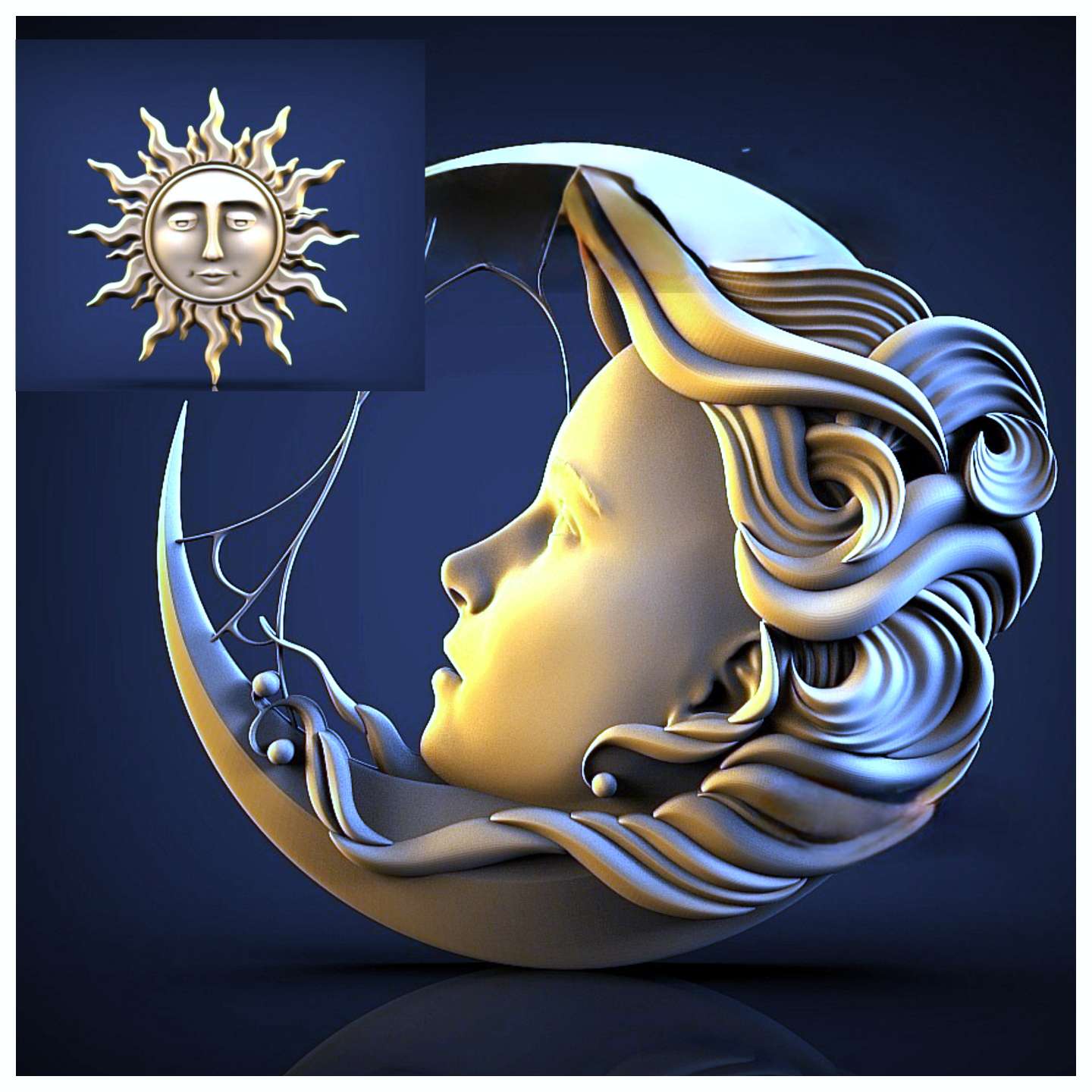 Home Decorations & Ornaments STL Download - Moon and Sun by Nelea N²C³R